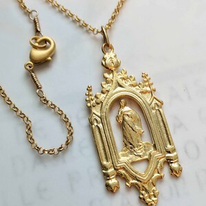 Necklace - Immaculate Conception 22x54mm- 18K Gold Vermeil + 18 Inch ...