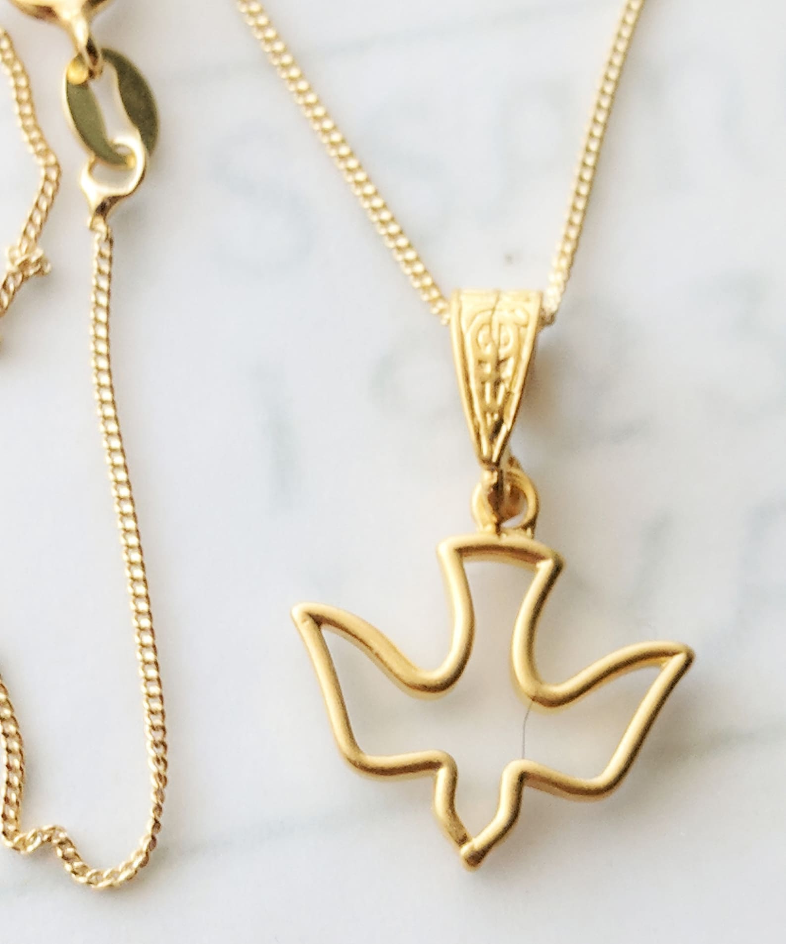 Necklace Holy Spirit 17x17mm 18K Gold Vermeil 18 Inch | Etsy