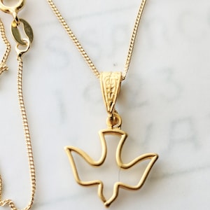 Necklace - Holy Spirit 17x17mm - 18K Gold Vermeil + 18 Inch Italian 18K ...