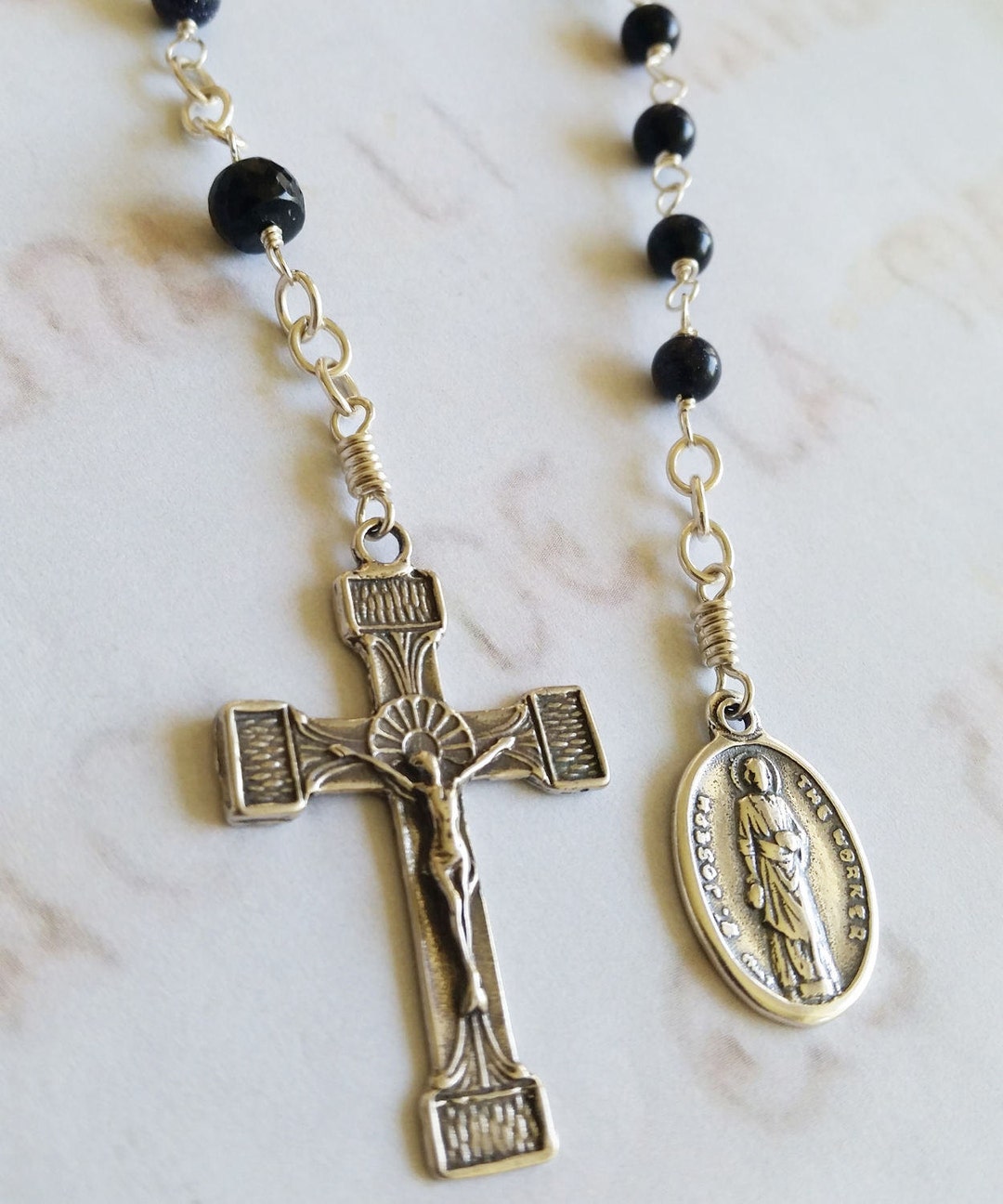 Rosary St Joseph Tenner Rosary Sterling Silver - Etsy