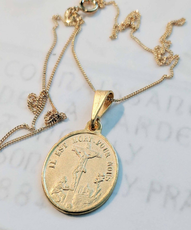 Necklace Saint Mary Magdalene at Foot of Cross 19x22mm 18K - Etsy