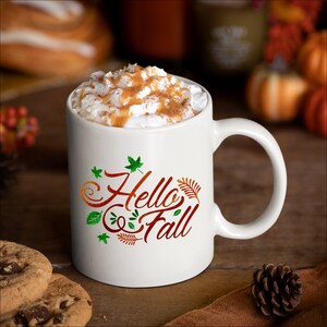 Autumn Hello Fall Mug / Fall Leaves Thanksgiving Coffee Lover Gift - Etsy