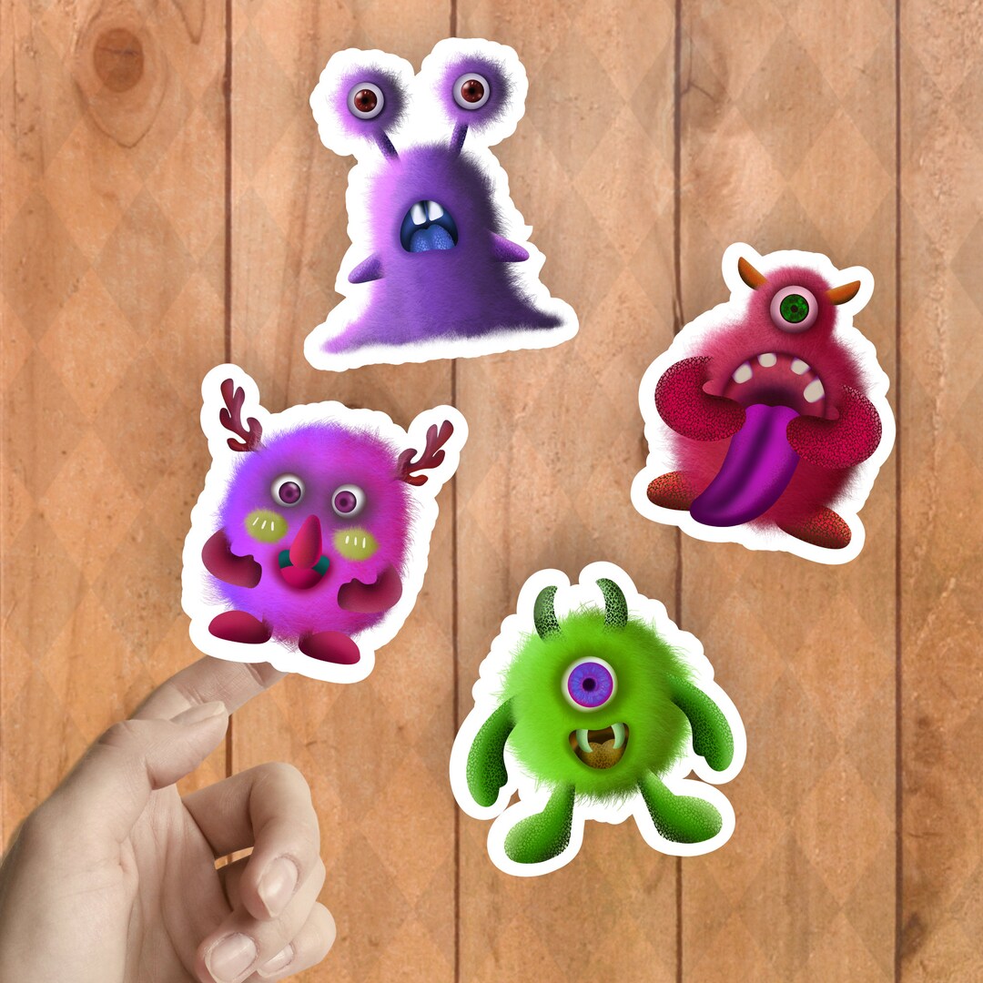 Halloween Stickers/ Silly Fuzzy Monster Collection Laptop Decal ...