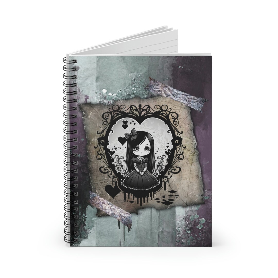 Chibi Girl Journal/ Kawaii Gothic Purple Grunge Anime Girl Notebook ...