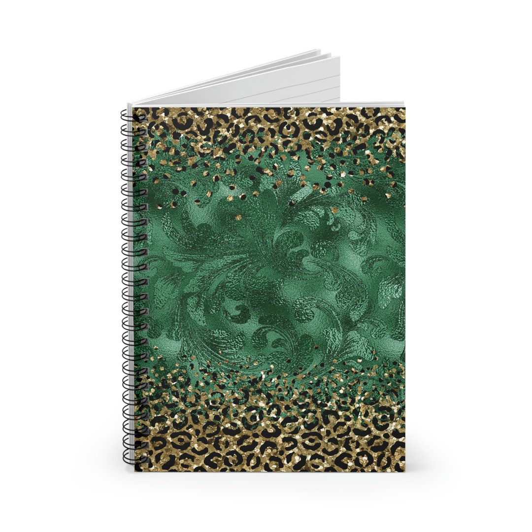 Leopard Journal/ Animal Print Pattern Gold Emerald Green Filigree ...