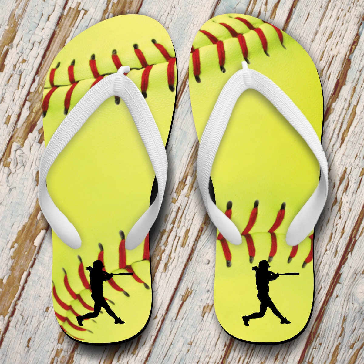 Softball Flip Flops/ Custom Softball Gift/ Softball Pitcher | Etsy