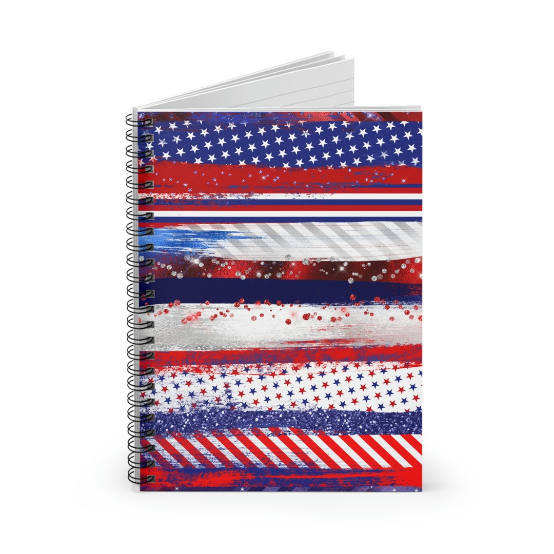 Patriotic Journal/ Red, White and Blue Stars Stripes Glitter Glam 4th ...