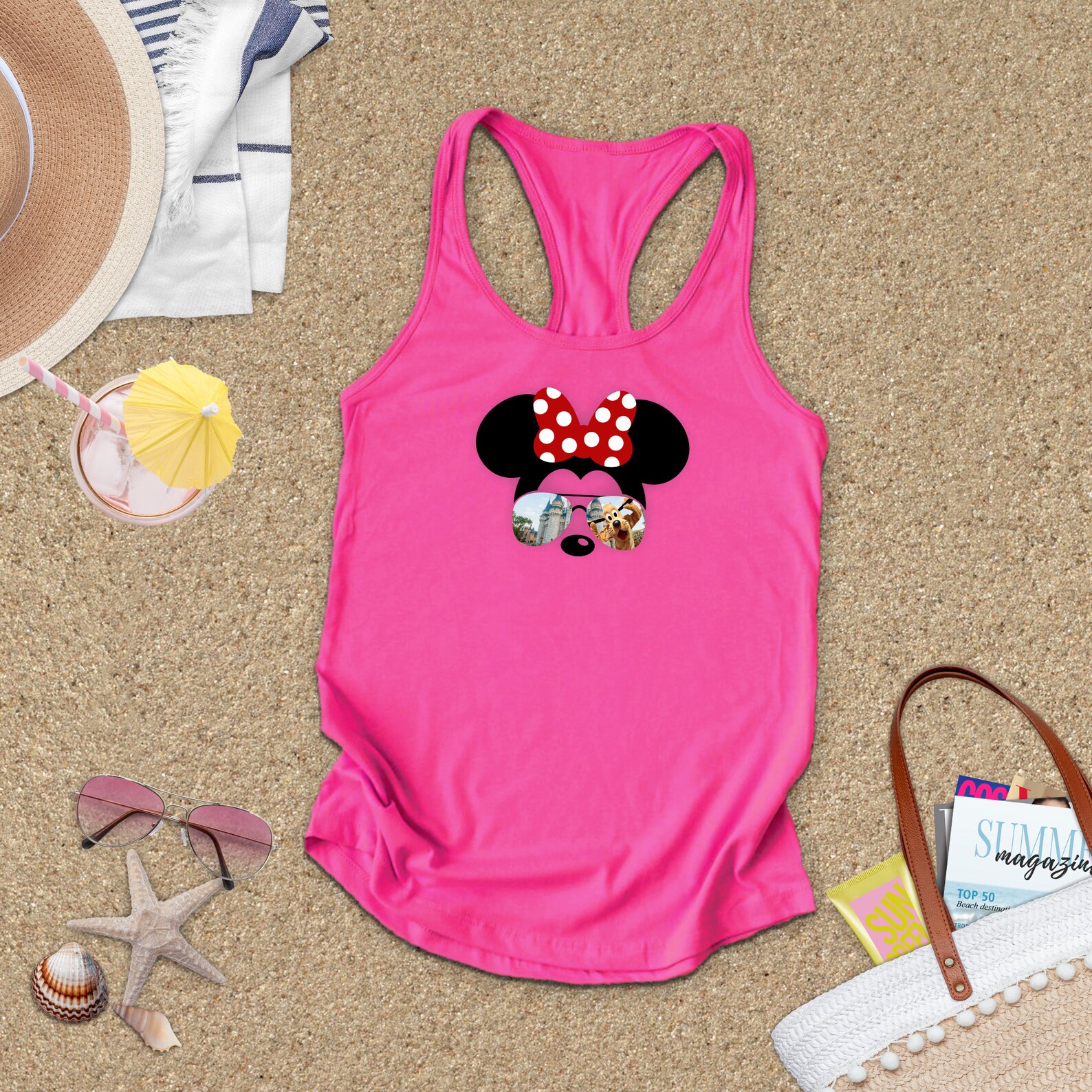 Minnie Mouse Sunglasses Tank Top/ Disney Cinderellas Castle | Etsy