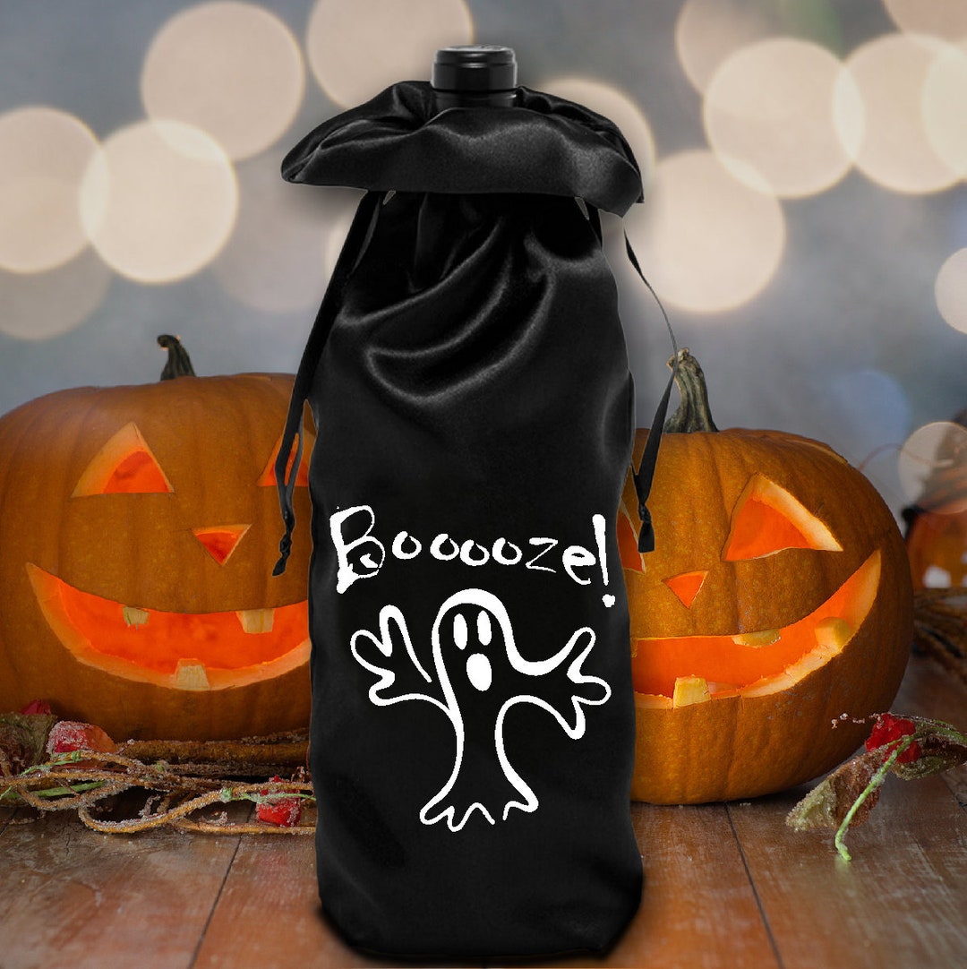 Halloween Wine Bottle Bag/ Halloween Ghost Booze Satin Wine - Etsy
