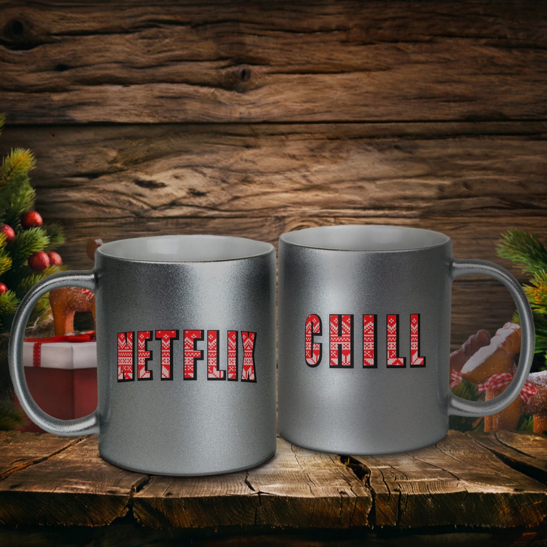 Netflix and Chill Christmas Mugs/ Red Christmas Sweater Movie Marathon ...