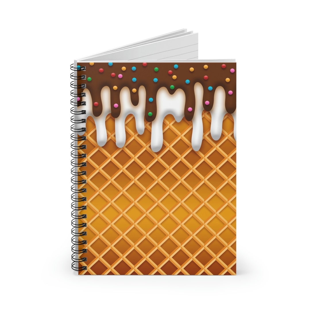 Ice Cream Journal/ Ice Cream Drip Waffle Cone Chocolate and Vanilla ...