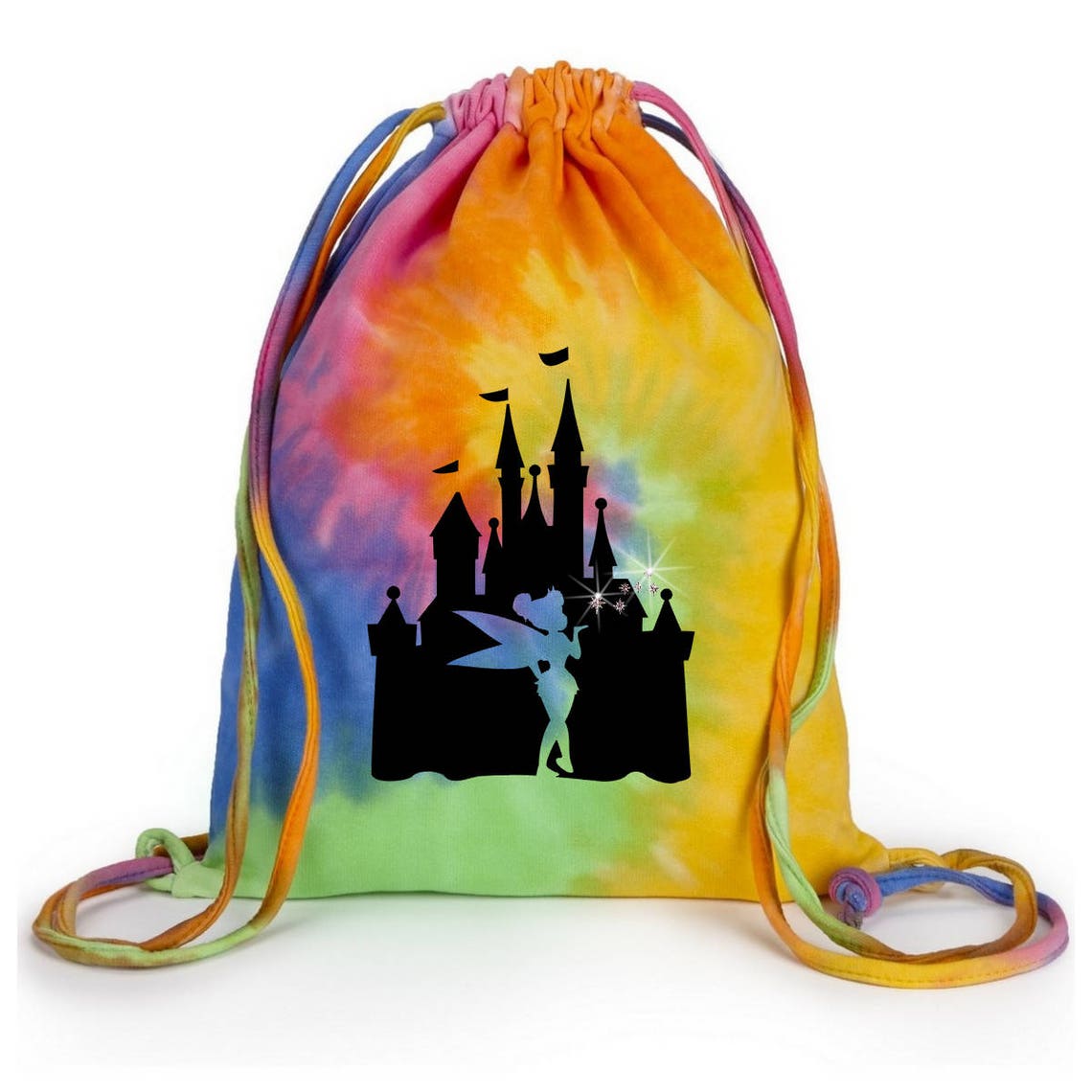 Disney Tie Dye Backpack/glitter Tinkerbell Drawstring Cinch | Etsy