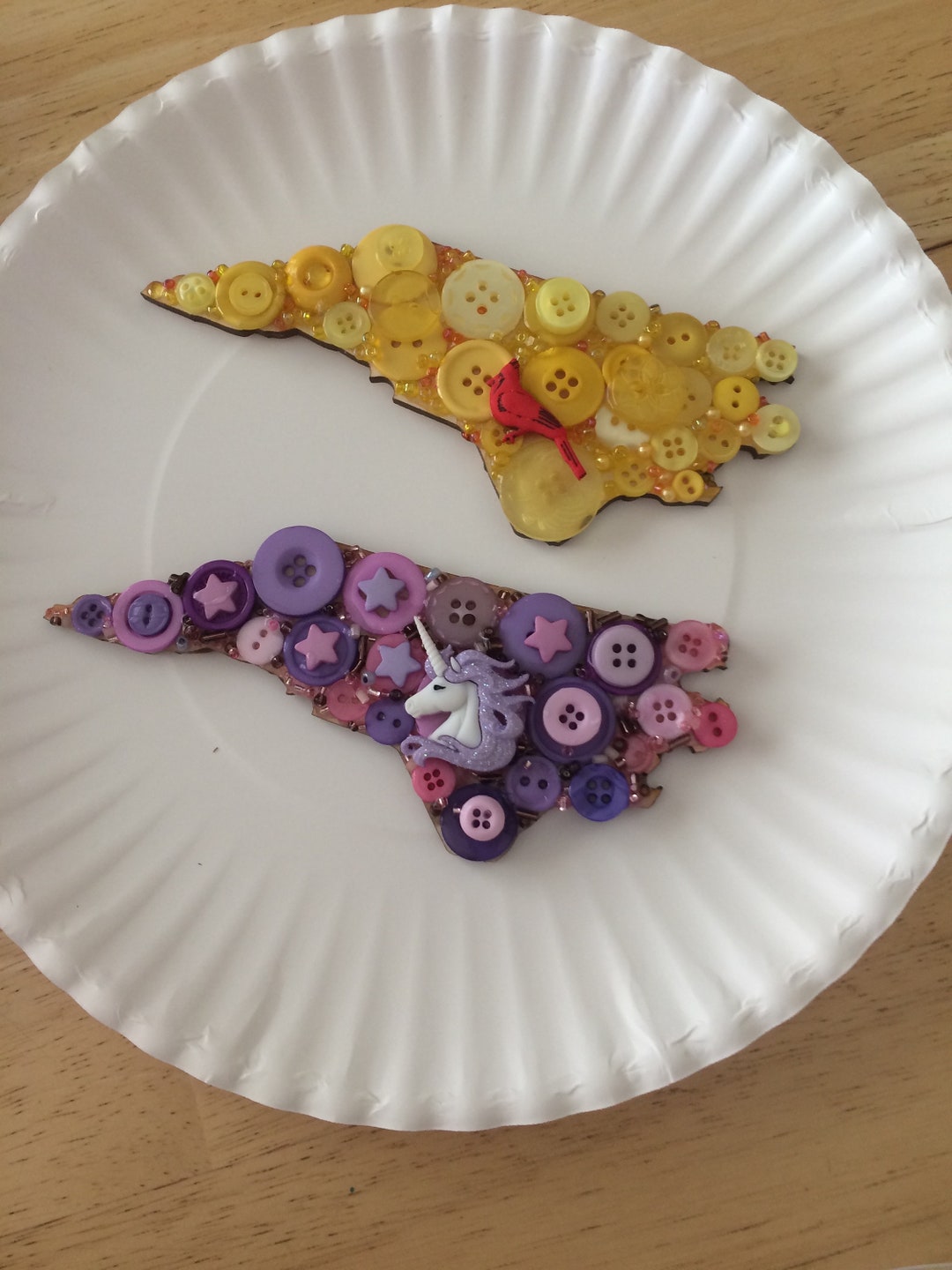 Wood State of North Carolina Embellished W/buttons and Beads, Magnet ...