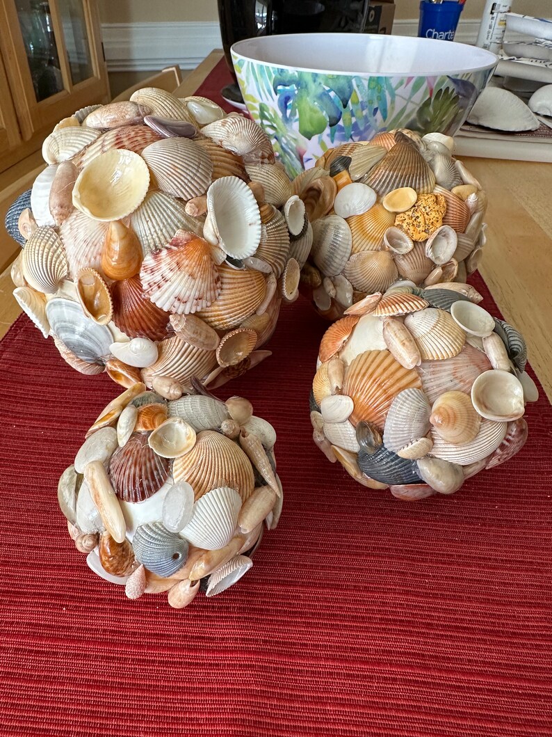 Seashell Spheres, Balls, Shell Decorations, Gifts, Beach Decor, Table ...