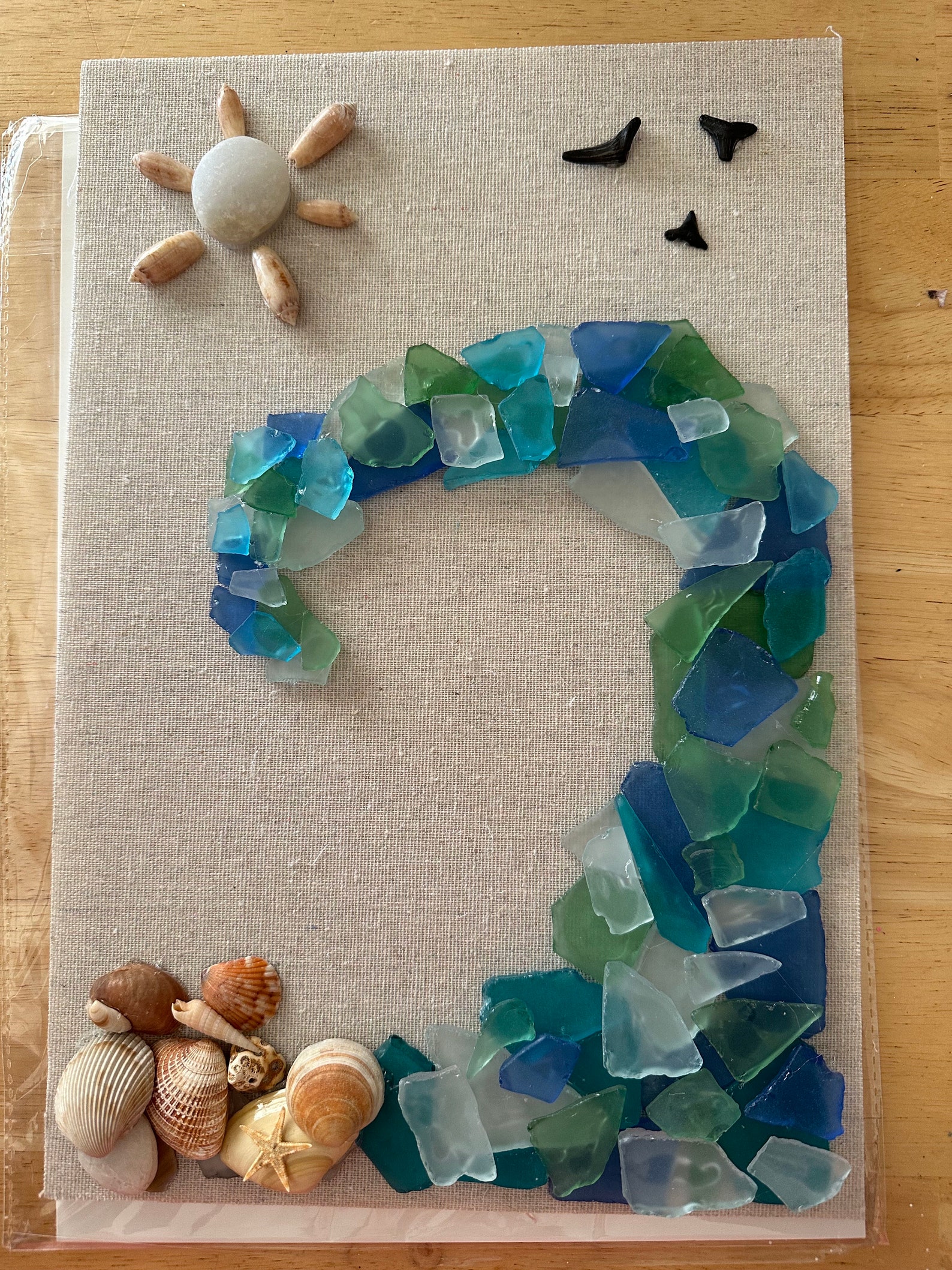 Seaglass Wave in Shadow Box, Wall Art, Shell Decorations, Souvenirs ...