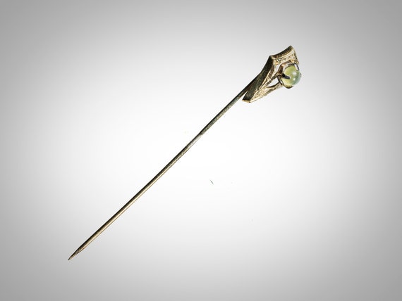 Art Deco 14k cat eye chrysoberyl sphere stick pin - Gem