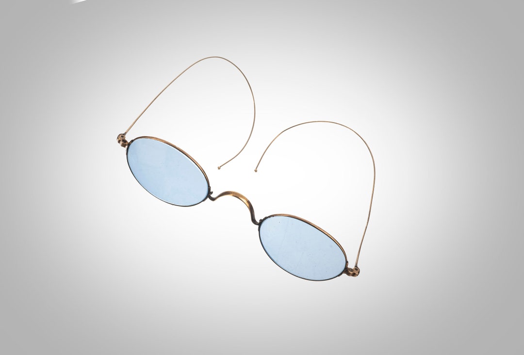 Antique 14k Solid Gold Blue Lens Eyeglasses Spectacles Circa 1880's - Etsy