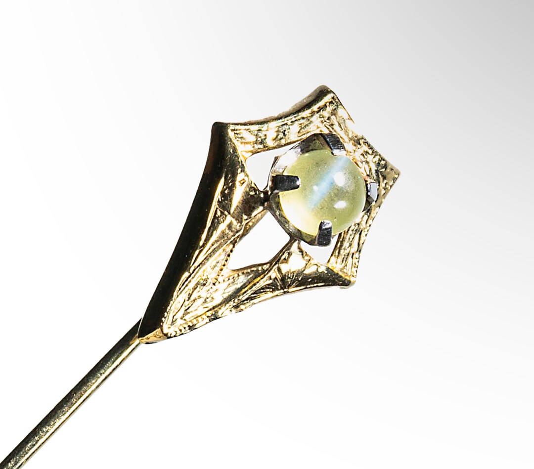 Art Deco 14k Cat Eye Chrysoberyl Sphere Stick Pin - Etsy