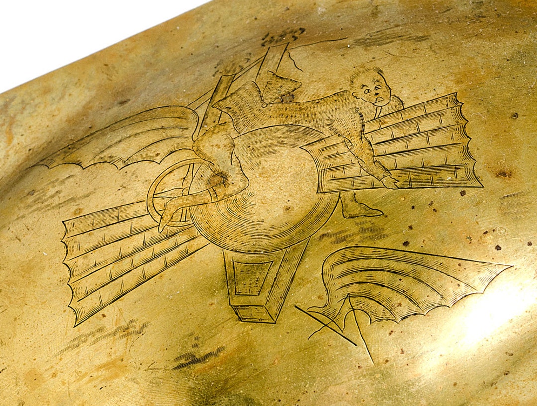 Fantastic Flying Machine Disaster Engraved 19th Century Brass Box - Etsy