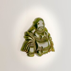 Carved Green Bakelite Buddha Brooch - Etsy