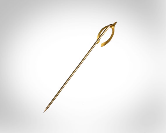 14k yellow gold figural wish bone stick pin - Gem