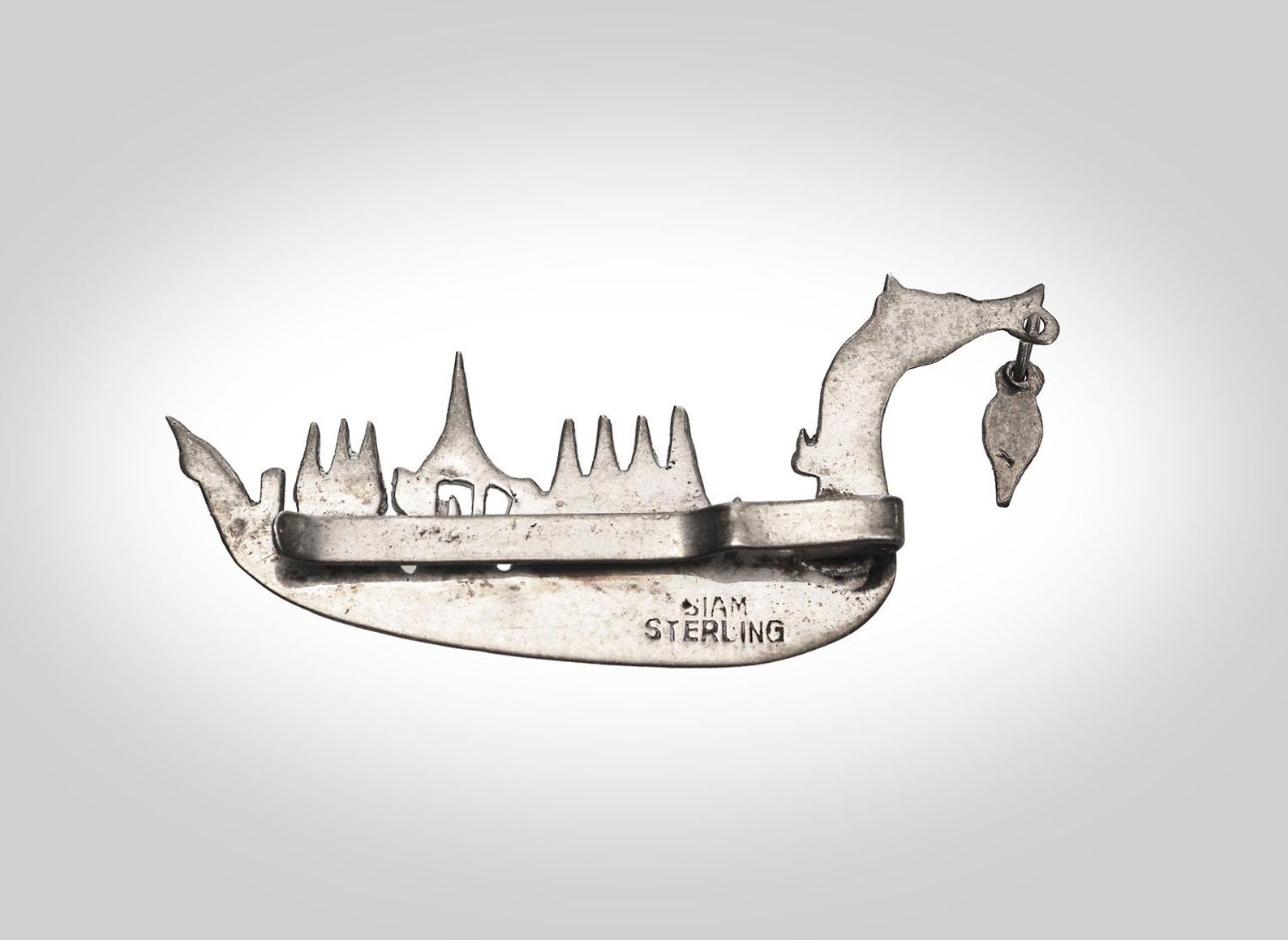 Siam niello silver dragon boat tie clip | Etsy