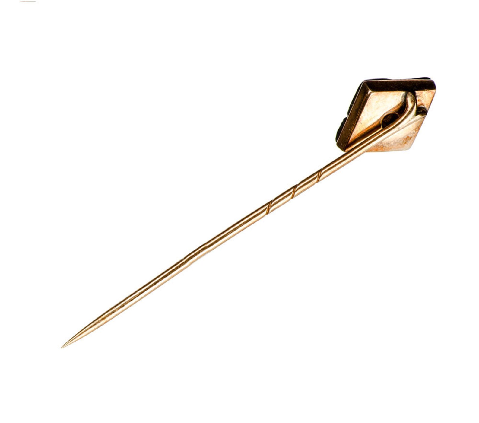 14k Rose Gold ,25 Carat European Cut Diamond Stick Pin With Coal Slab ...