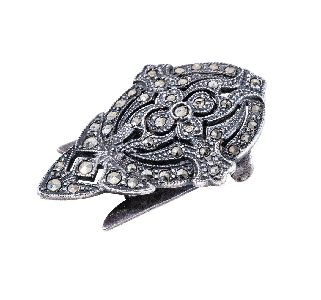 Art Deco Sterling Marcasite Dress Clip - Etsy