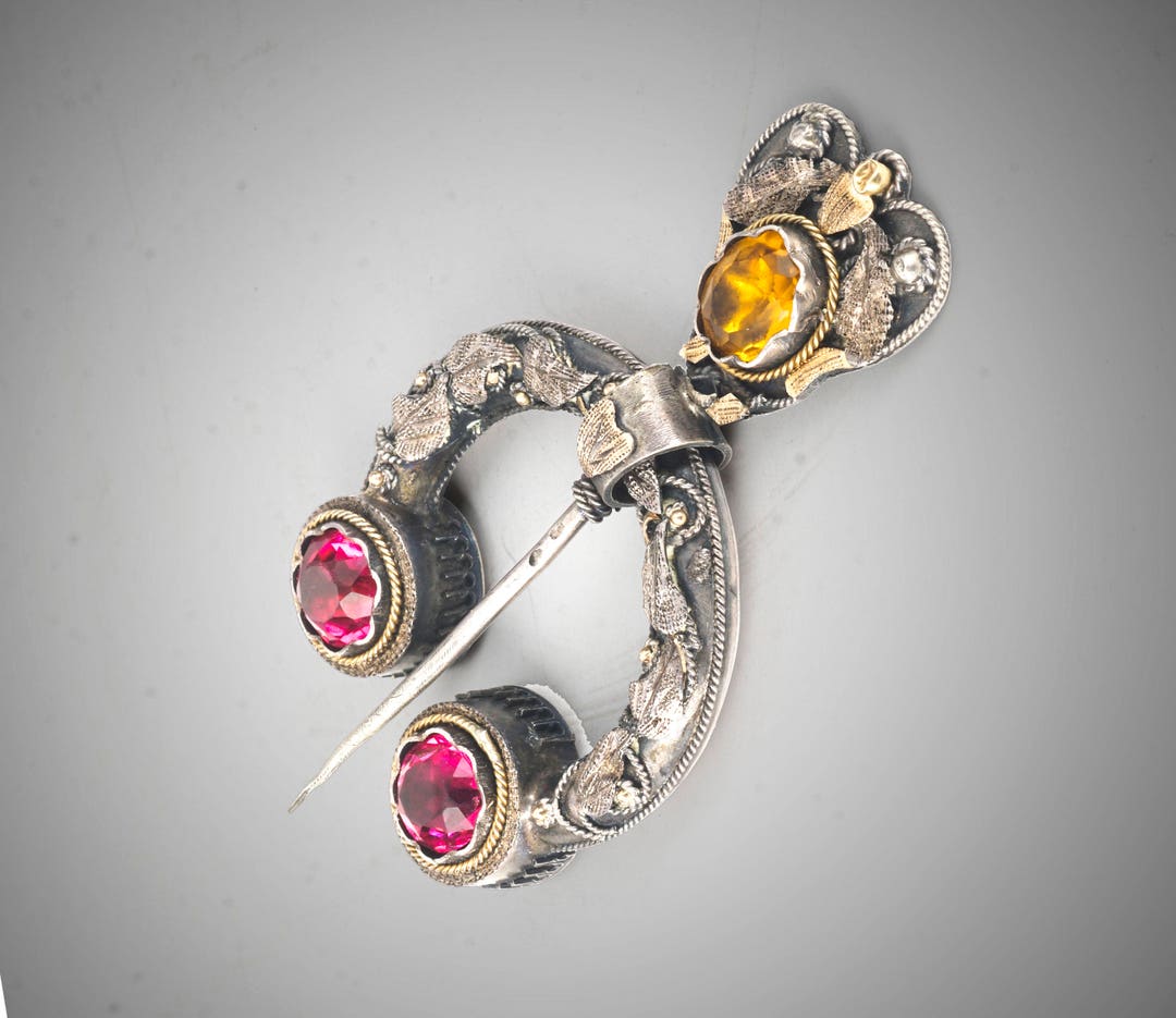 Very Fancy Celtic Shawl/kilt/scarf Pin With Stones - Etsy