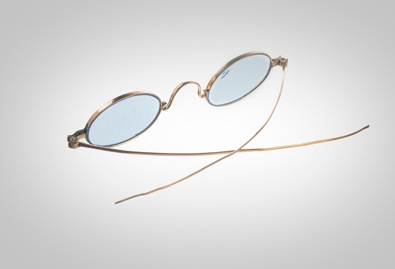 Antique 10k Solid Gold Blue Lens Eyeglasses Spectacles Circa - Etsy