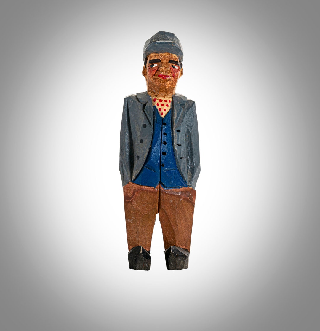 Folk Art Carved Wood Standing Man Figure 5" Scandinavian Flat Plane - Etsy