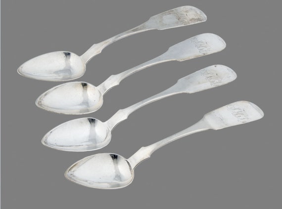 4 Coin Silver Teaspoons Made by L Mannerback Reading PA THL - Etsy