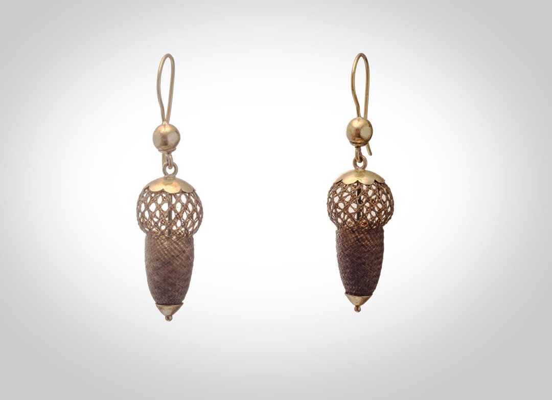 Acorn Shaped 14k and Braided Hair Victorian Earrings - Etsy