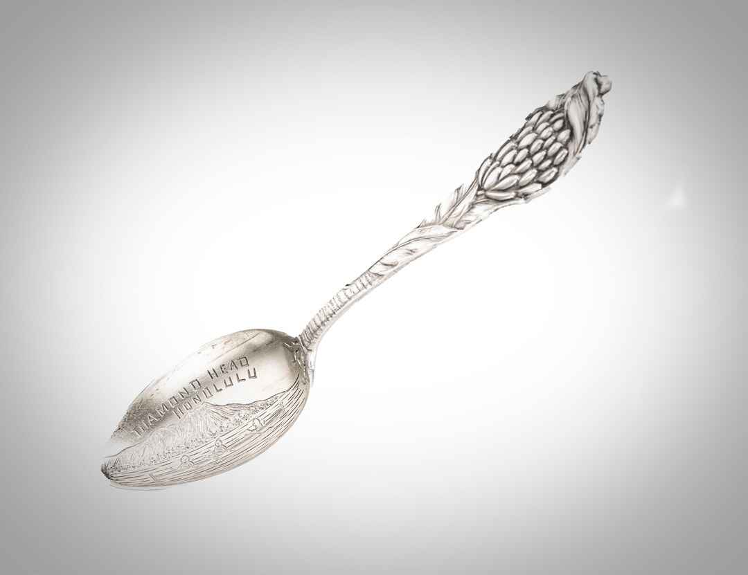 Sterling Demitasse Spoon With Diamond Head Honolulu Hand Engraved Gilt ...