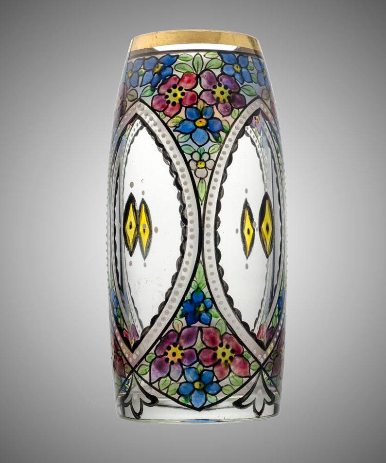 Hermann Pautsch Haida Glass Bohemian Enameled Glass Vase - Etsy
