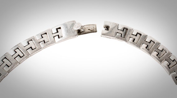 Mexican 935 silver heavy linked necklace - Gem