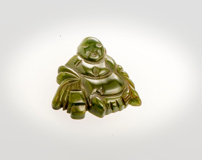 Carved Green Bakelite Buddha Brooch - Etsy