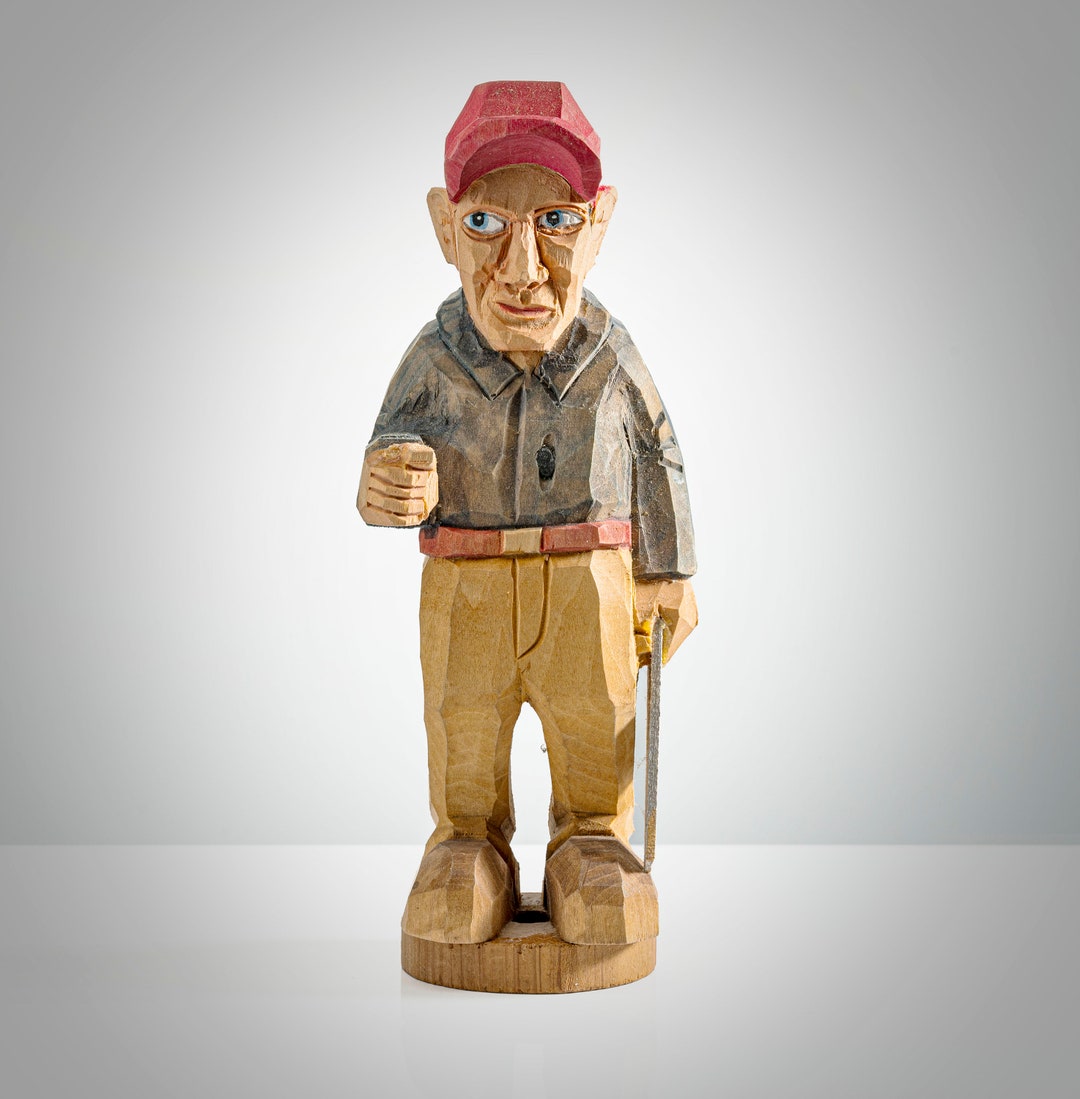 Folk Art Carved Wood Standing Man Figure W/saw - Etsy