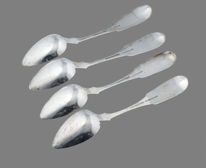 4 Coin Silver Teaspoons Made by L Mannerback Reading PA THL | Etsy