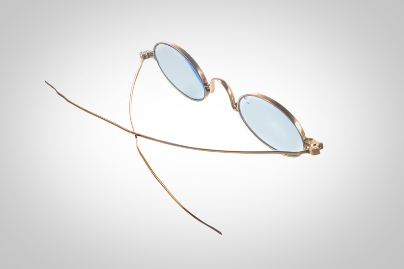 Antique 10k Solid Gold Blue Lens Eyeglasses Spectacles Circa - Etsy