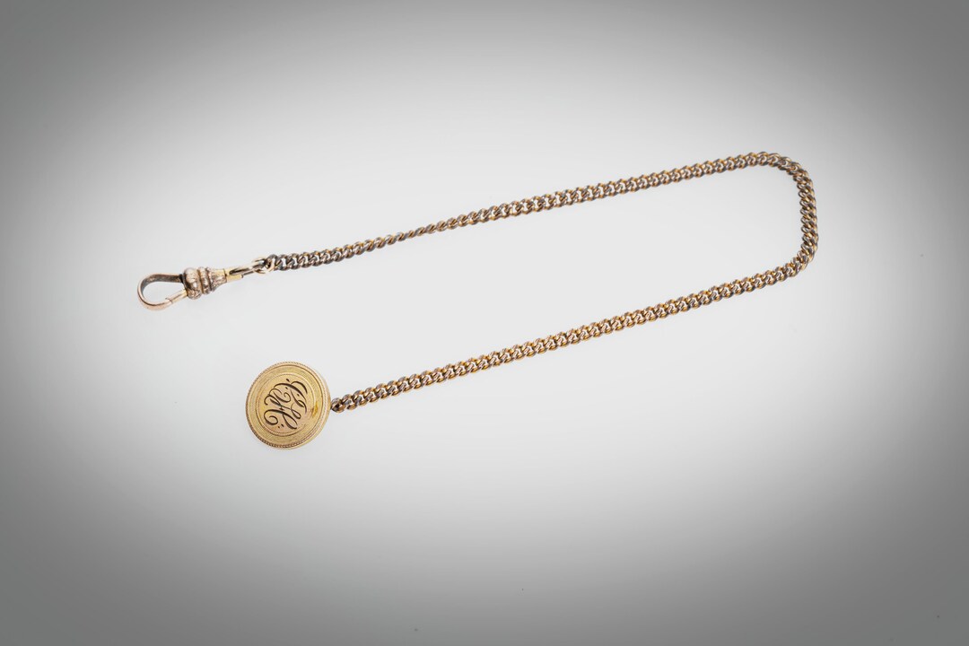 Antique Gold Filled Button Fob Watch Chain 9" - Etsy