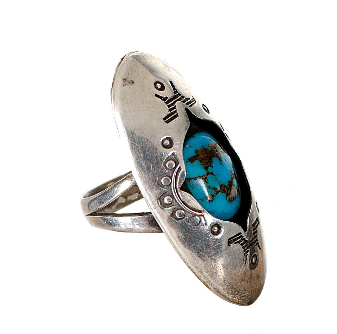 Teresa Sterling and Turquoise Navajo Ring - Etsy