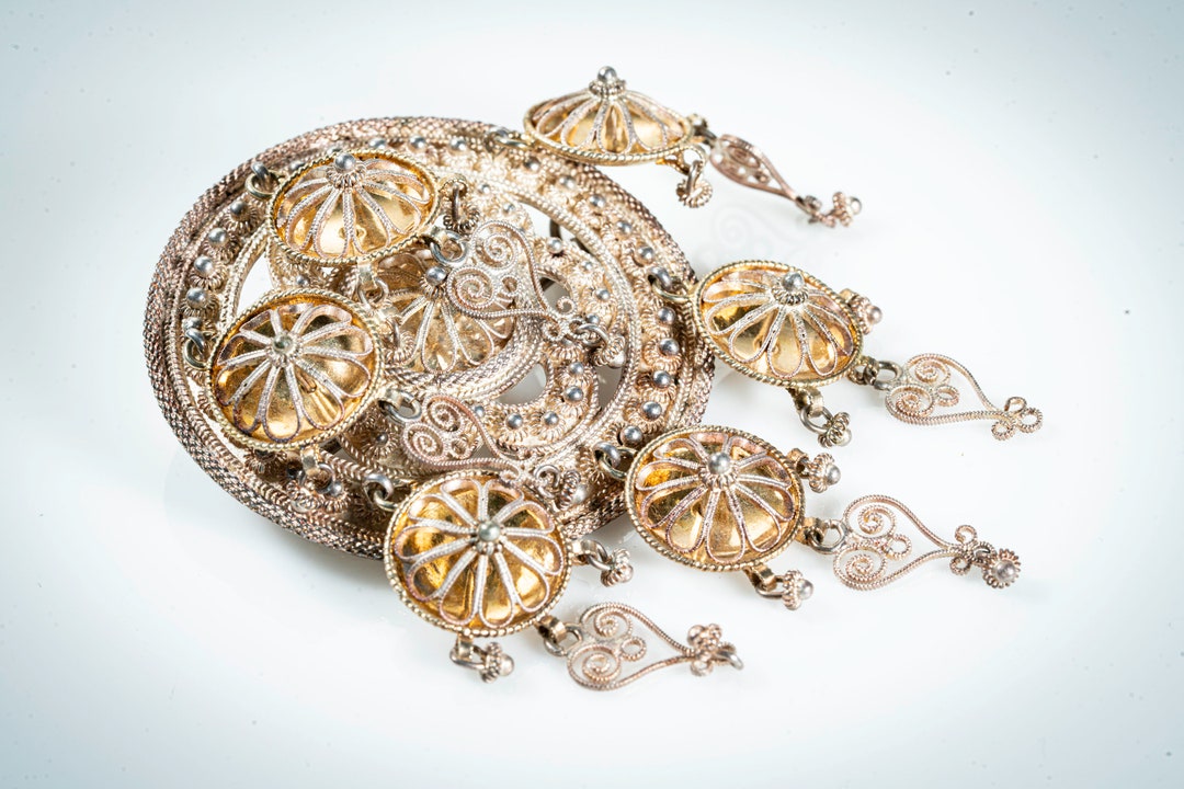 Large Gilt Silver Solje With Six Dangles - Etsy