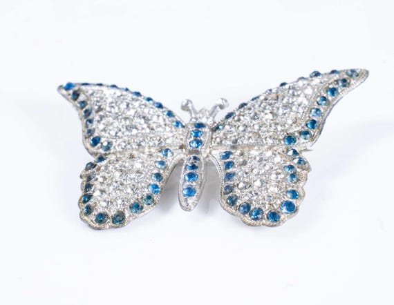 Large rhinestone pave butterfly brooch - Gem
