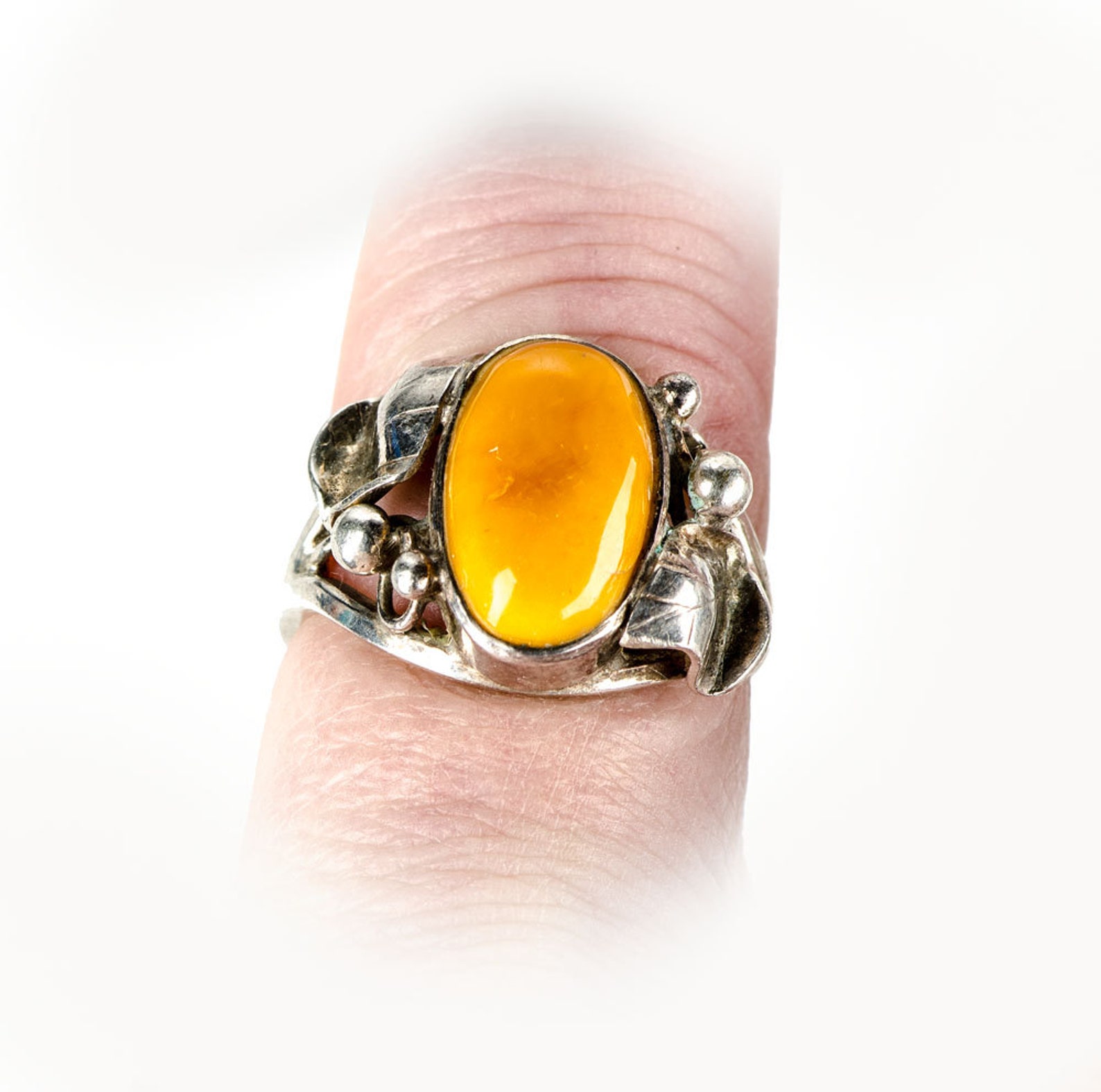 Egg Yolk Baltic Amber Sterling Ring Size 8 1/4 - Etsy