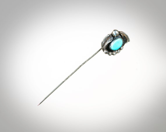 D & J Clark Navajo sterling turquoise stick pin - Gem