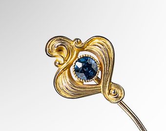 Art Deco 14k Yellow Gold & Blue Sapphire Stick Pin Antique | Etsy