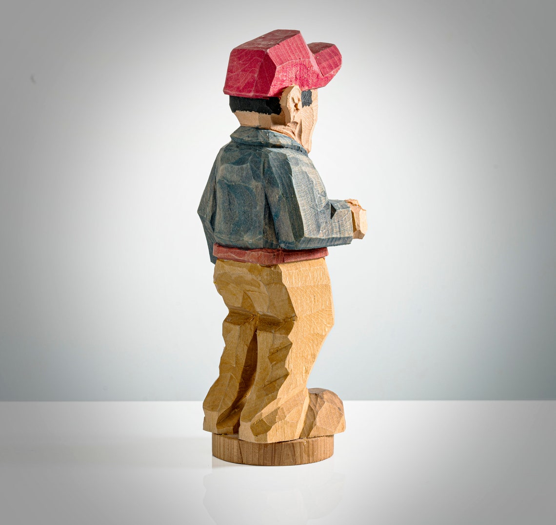 Folk Art Carved Wood Standing Man Figure W/saw - Etsy