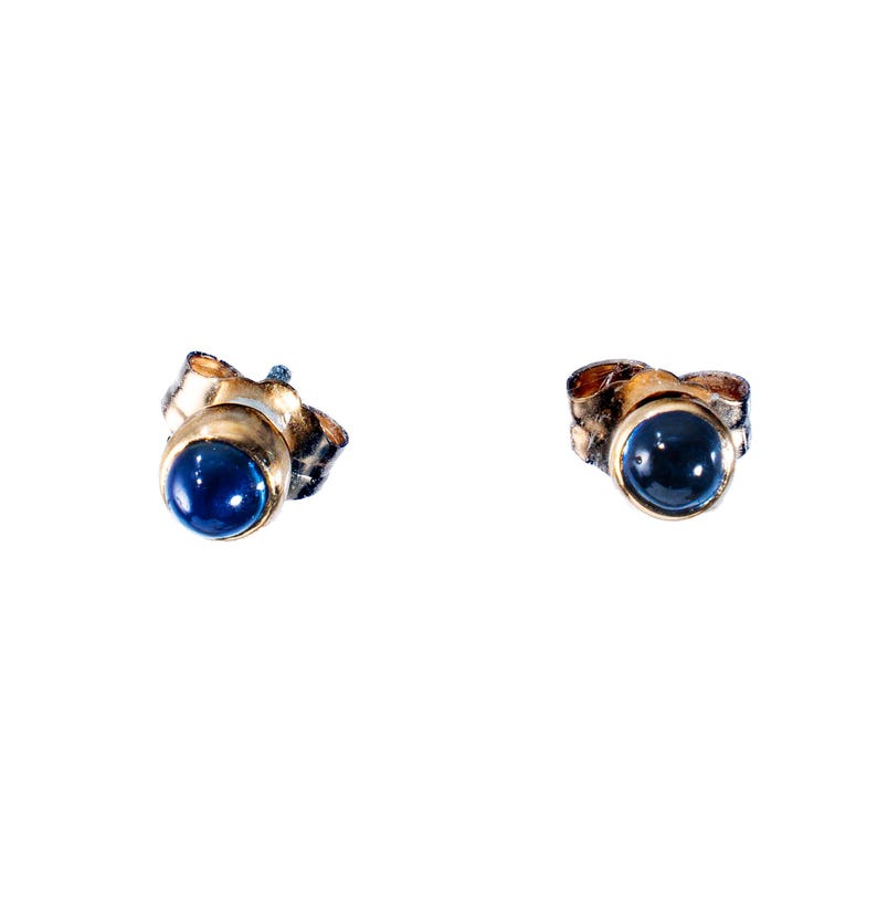 14k Blue Sapphire Bullet Shape Post Earrings - Etsy