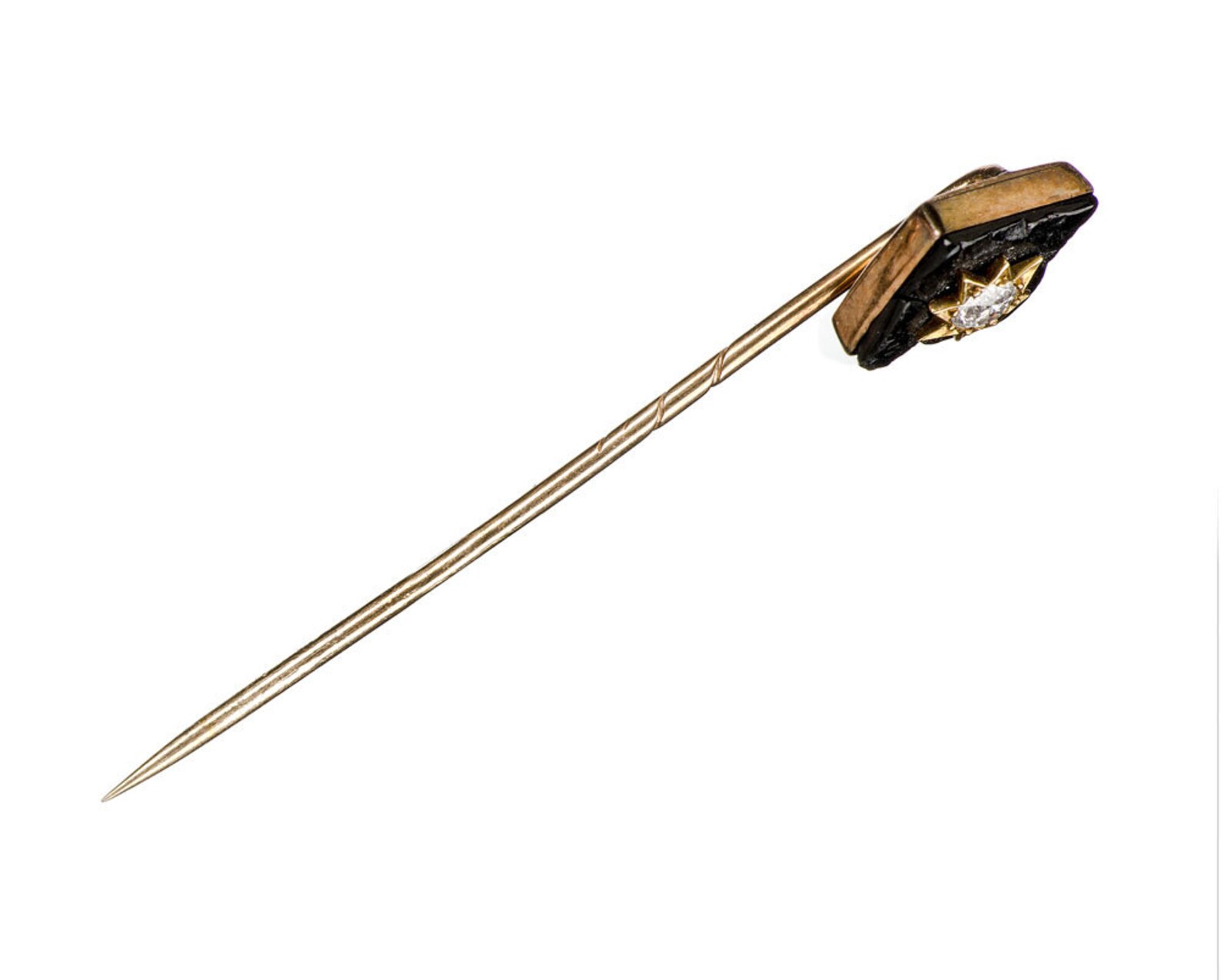 14k Rose Gold ,25 Carat European Cut Diamond Stick Pin With Coal Slab ...